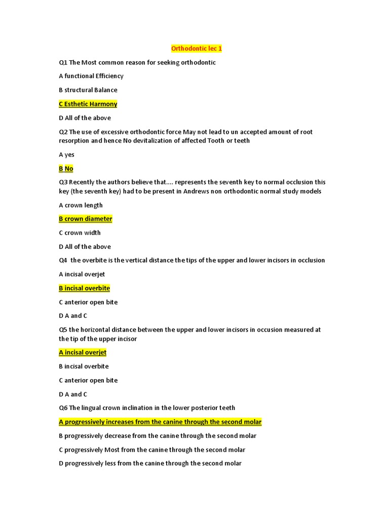 orthodontic lec 1 MCQs بغداد | PDF