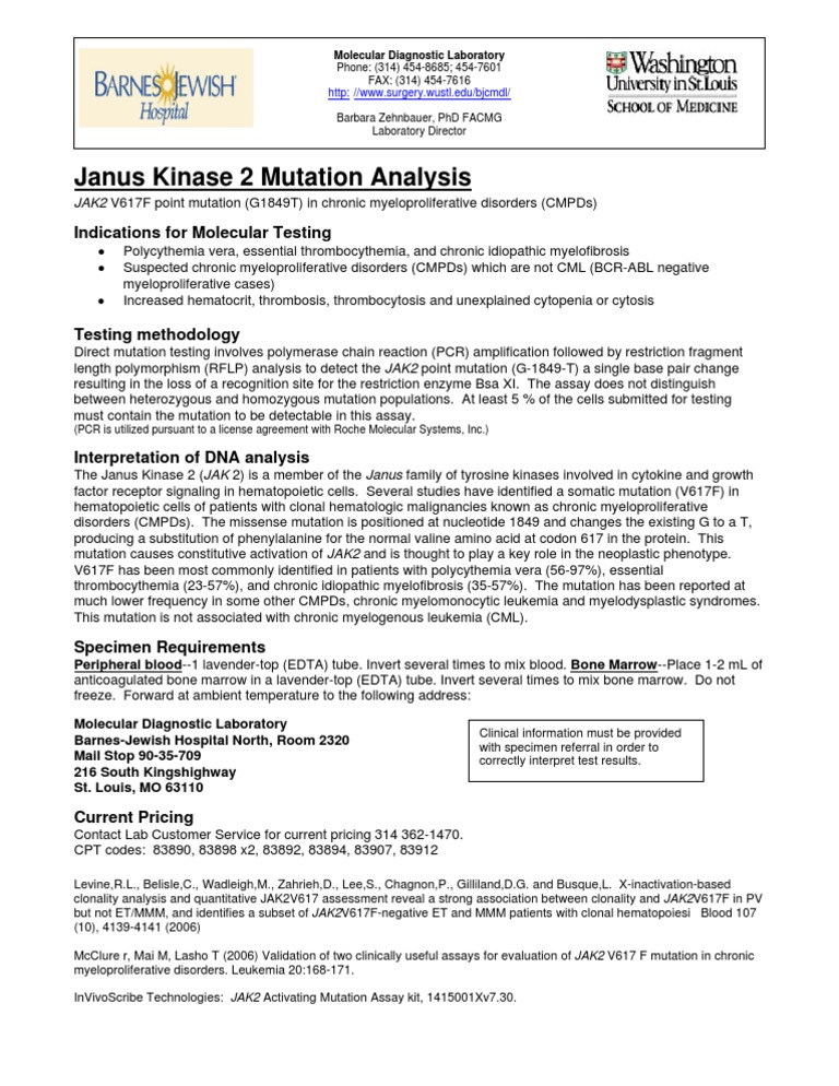 JAK2 Mutation Testing for CMPDs | PDF
