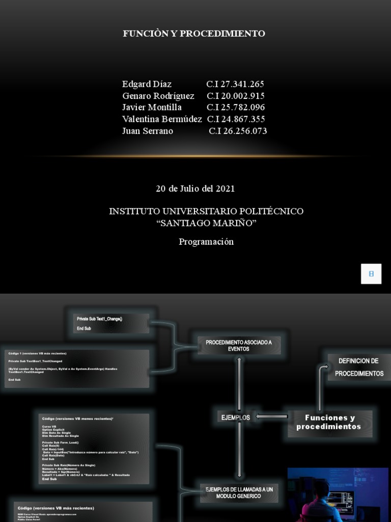 Funciones y Procedimientos de Visual Basic | PDF | Cadena (informática) | Programación de ...