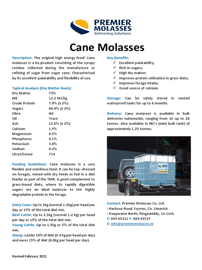 General Information - Premier Molasses - Cane Molasses (Feb 2021) | PDF