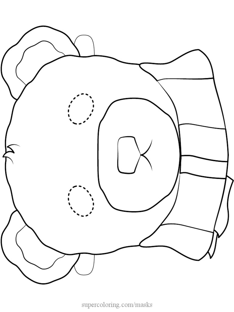 Teddy Bear Mask Outline Paper Craft | PDF