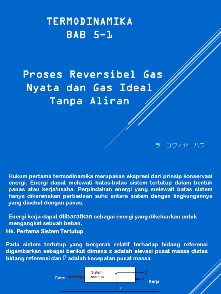 Bab 5 - Proses Reversibel Gas Nyata Dan Ideal Tanpa Aliran | PDF