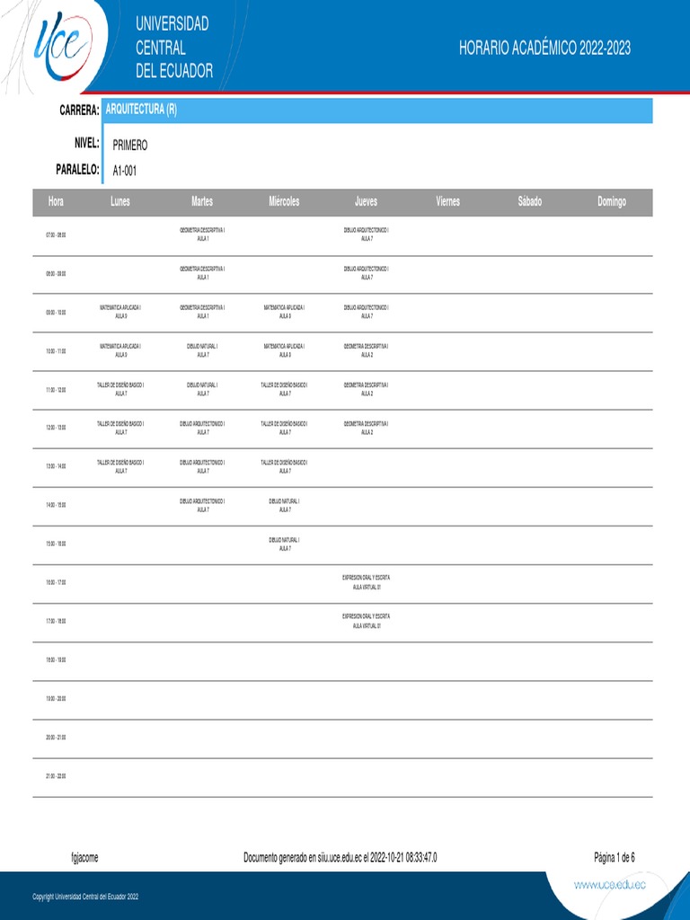 Horario Académico | PDF