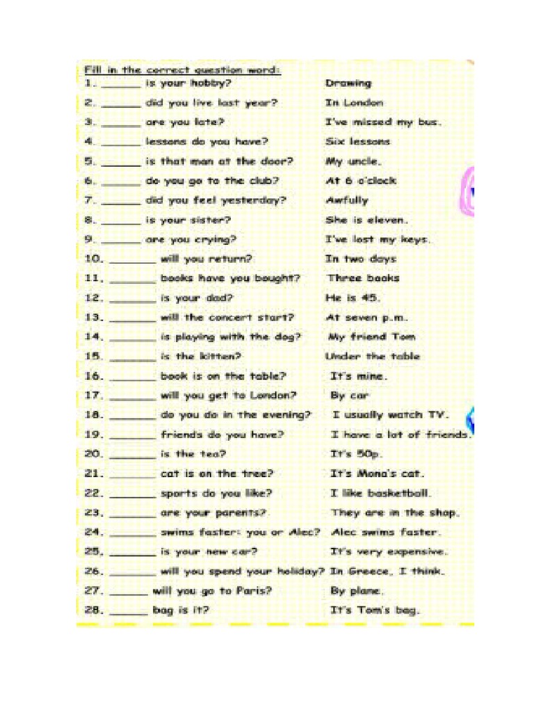 Practice 1,2 Q. Words | PDF