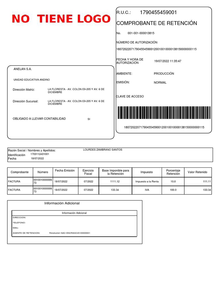 Comprobante de Retención | PDF | Factura | Impuestos