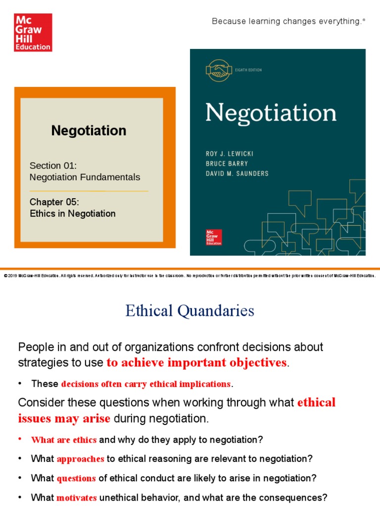 Chapter05 Ethics in Negotiation | PDF | Negotiation | Utilitarianism
