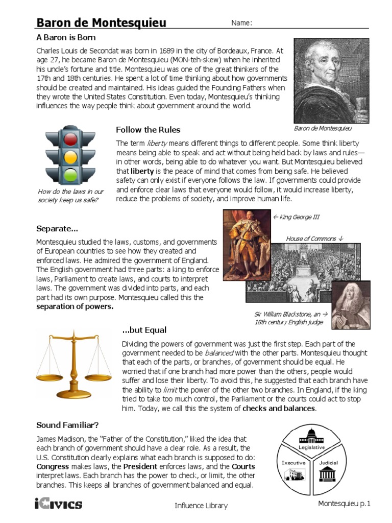 Montesquieufor Students | PDF | Separation Of Powers | Montesquieu