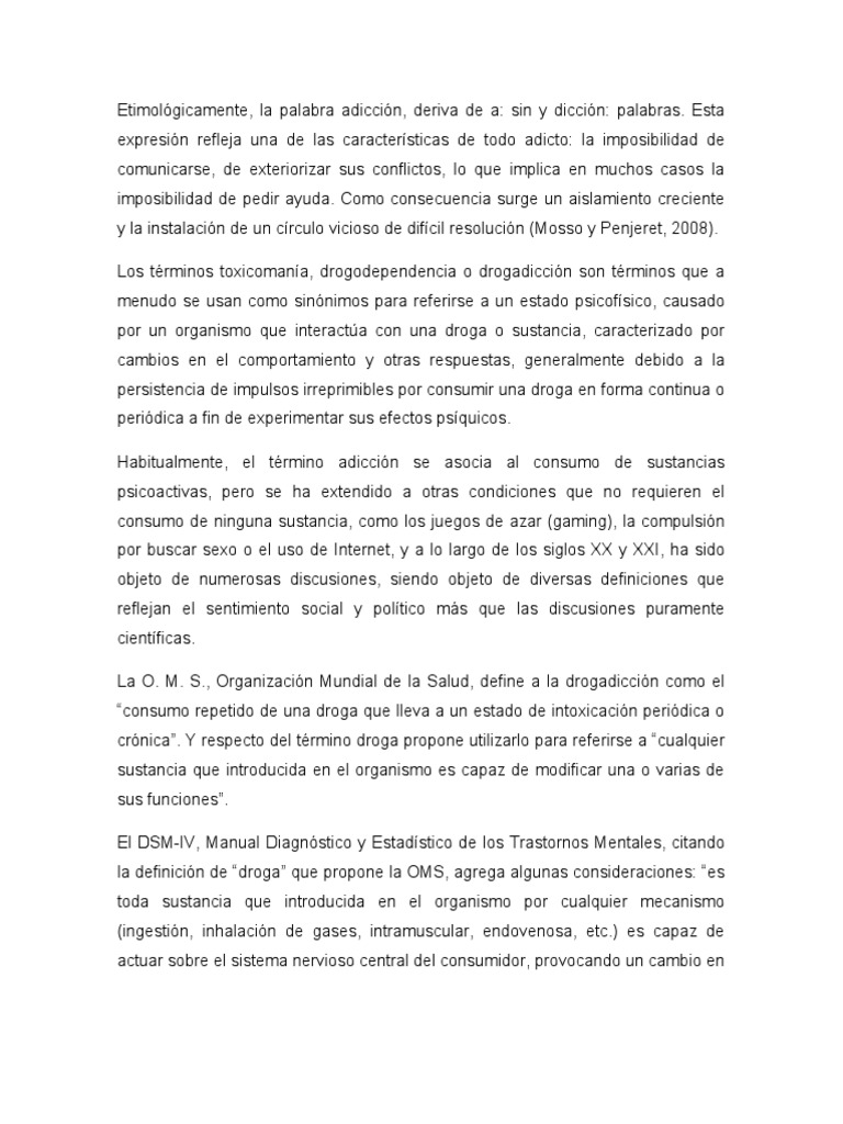 Adicciones En La Adolescencia Pdf La Dependencia De Sustancias