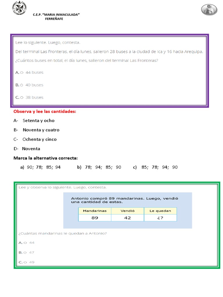Examen Concurso de Matematica 1º | PDF