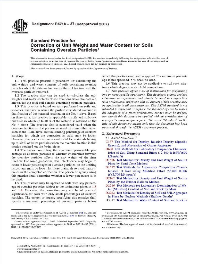 ASTM-D4718 Corrección Por Sobretamaño | PDF