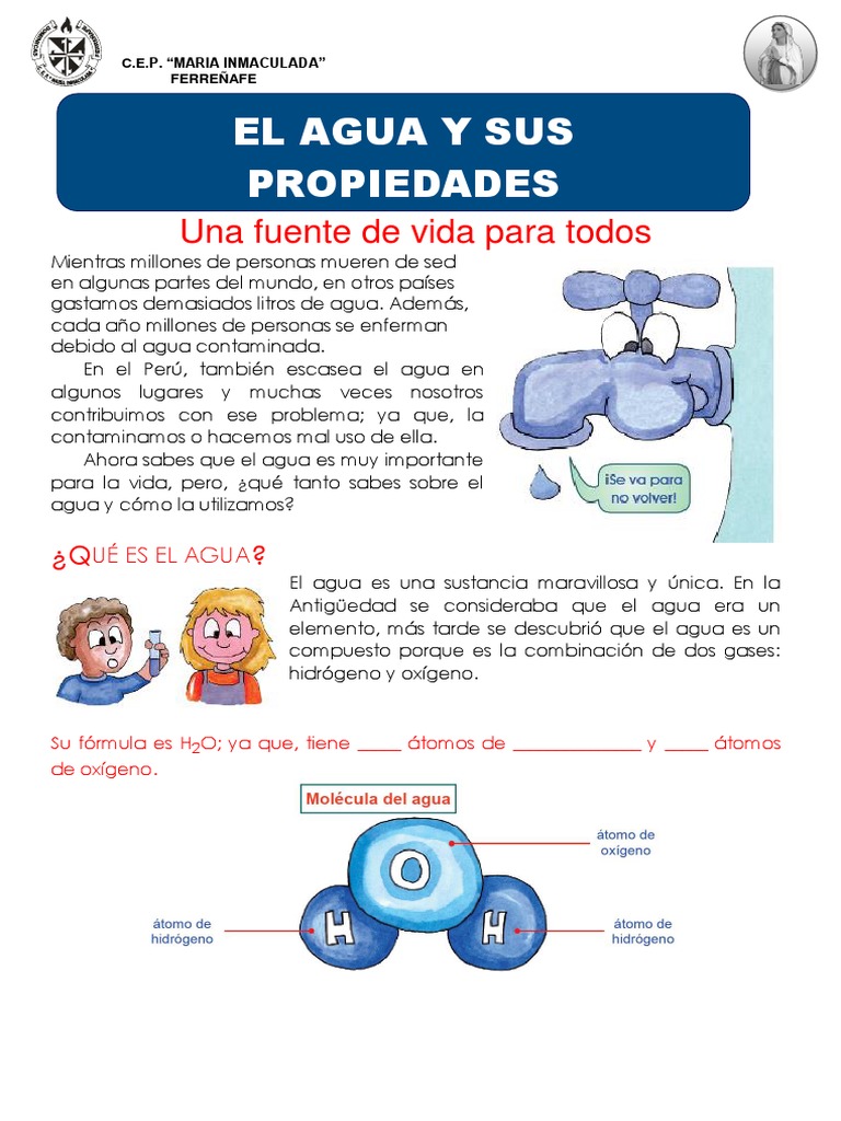 5 Propiedades del Agua para Niños | PDF | Agua | Oxígeno