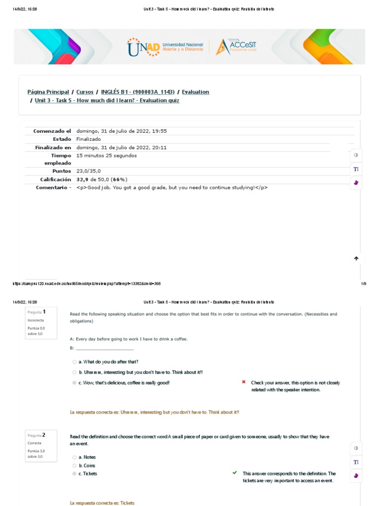 Unit 3 - Task 5 - How much did I learn_ - Evaluation quiz_ Revisión del intento | PDF | Waiting ...