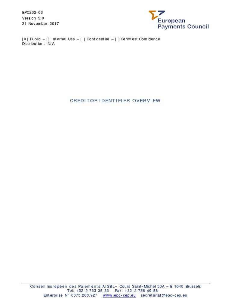 EPC262-08 v5.0 Creditor Identifier Overview | PDF | Identifier | Authentication