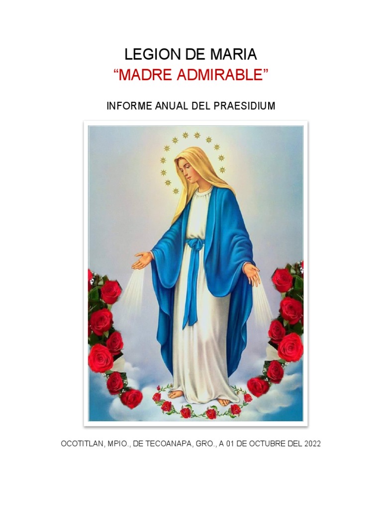 Informe de Las Actividades Del Praesidium Madre Admirable 2022 | PDF ...