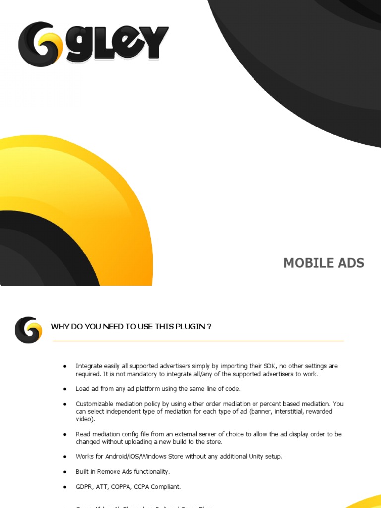 Gley MobileAds Documentation | PDF | Ios | Software Development Kit
