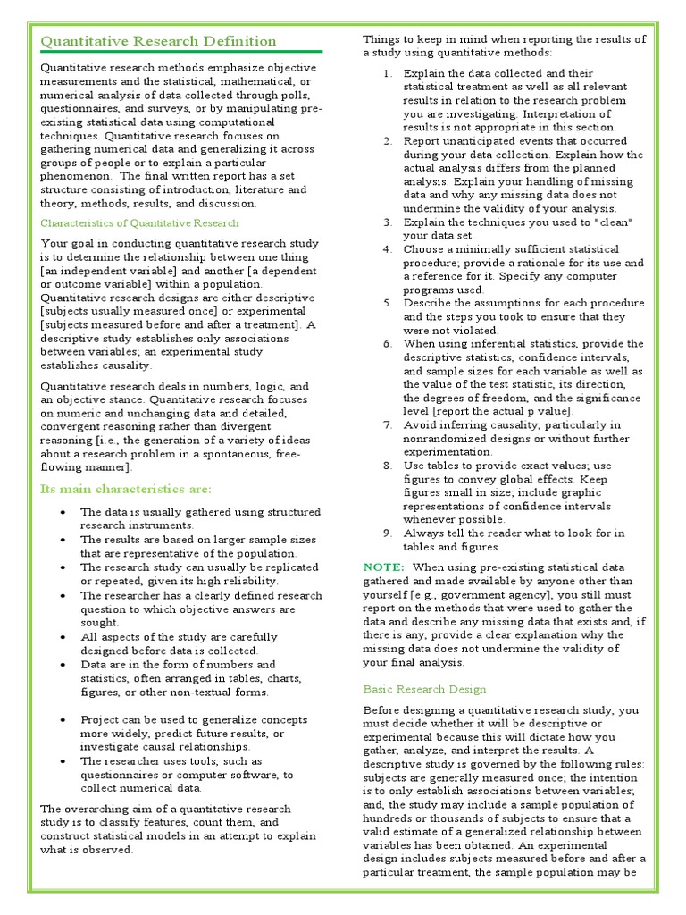 Quantitative Research Discussion | PDF | Statistics | Quantitative Research
