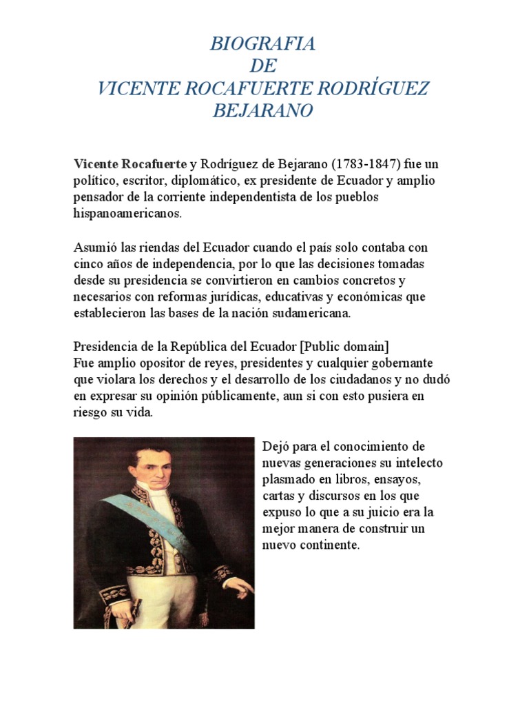 Biografía de Vicente Rocafuerte | PDF
