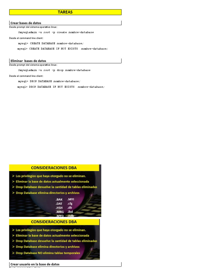 Comandos Utiles DBA MySQL | PDF | SQL | Bases de datos Comandos Utiles DBA MySQL | PDF | SQL | Bases de datos