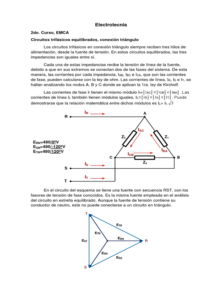 Circuitos Trifásicos Equilibrados, Conexión Triángulo | PDF ...