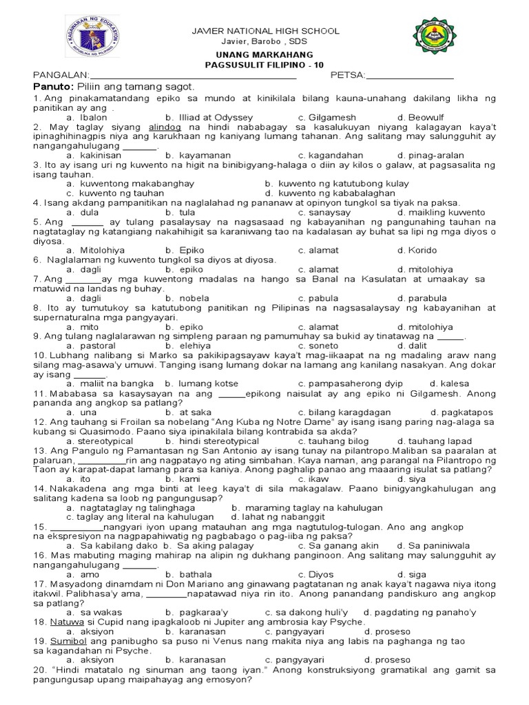 Filipino 10 1st Quarter | PDF