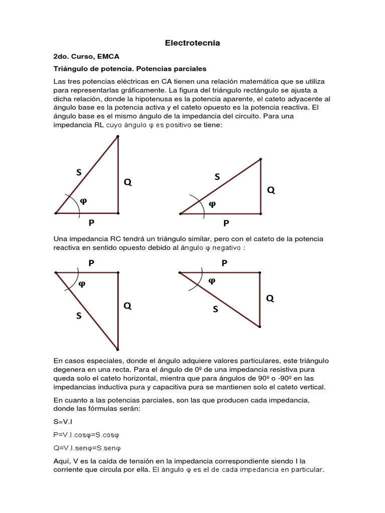 Triángulo de Potencia, Potencias Parciales | PDF | Energia electrica ...