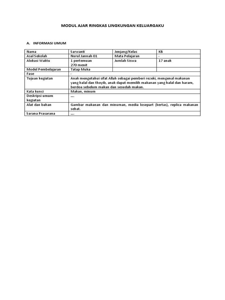 MODUL AJAR Makanan Dan Minuman Yang Halal | PDF