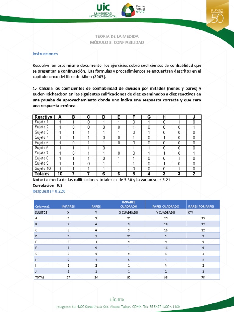 Act - 3.1 - Aguilar - Aguilar - Ejercicios de Confiabilidad | Descargar gratis PDF | Error ...
