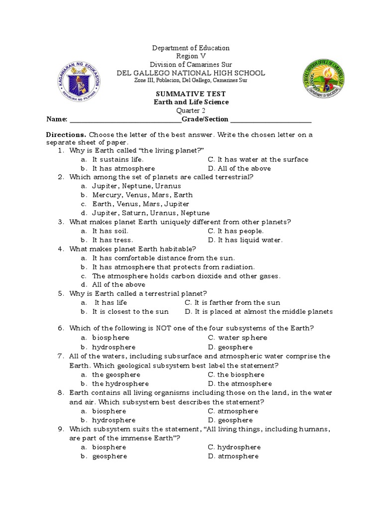 Els Summative Test | Download Free PDF | Rock (Geology) | Weathering