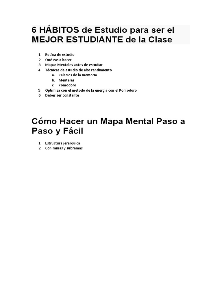 6 HÁBITOS de Estudio para Ser El MEJOR ESTUDIANTE de La Clase | PDF ...