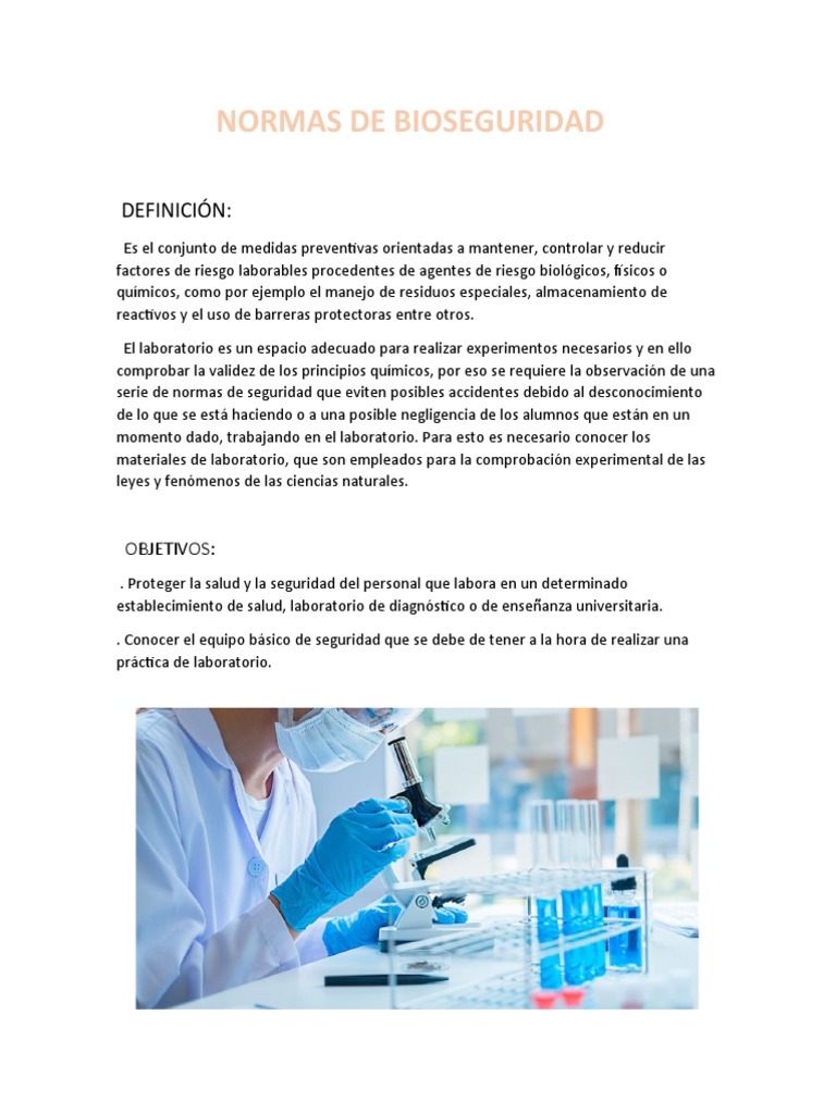 Normas de Bioseguridad | PDF | Laboratorios