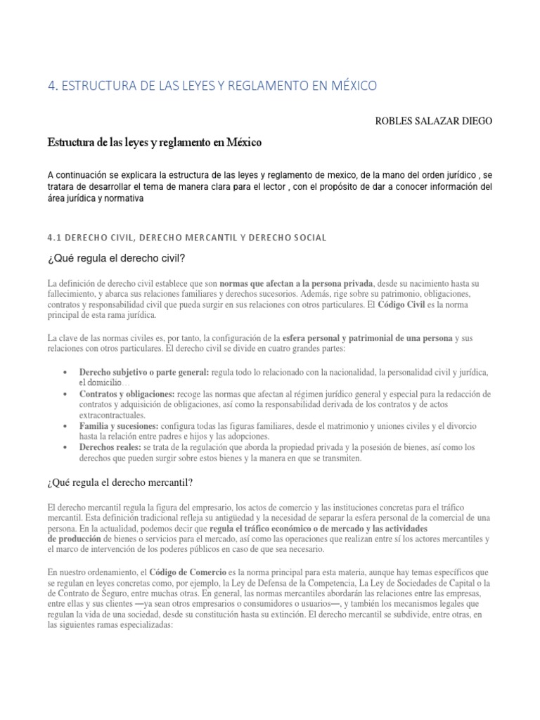 Estructura de Las Leyes y Reglamento en México | PDF | Regulación | Derecho Civil (Common Law)