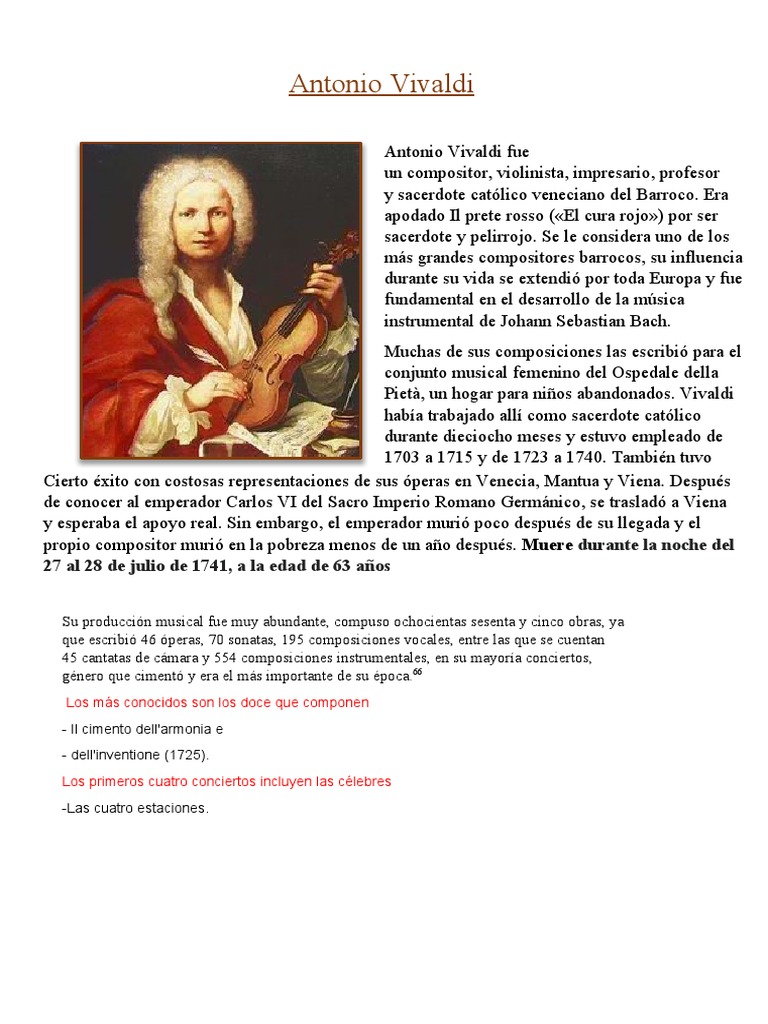 Biografía de Antonio Vivaldi | PDF | Arte