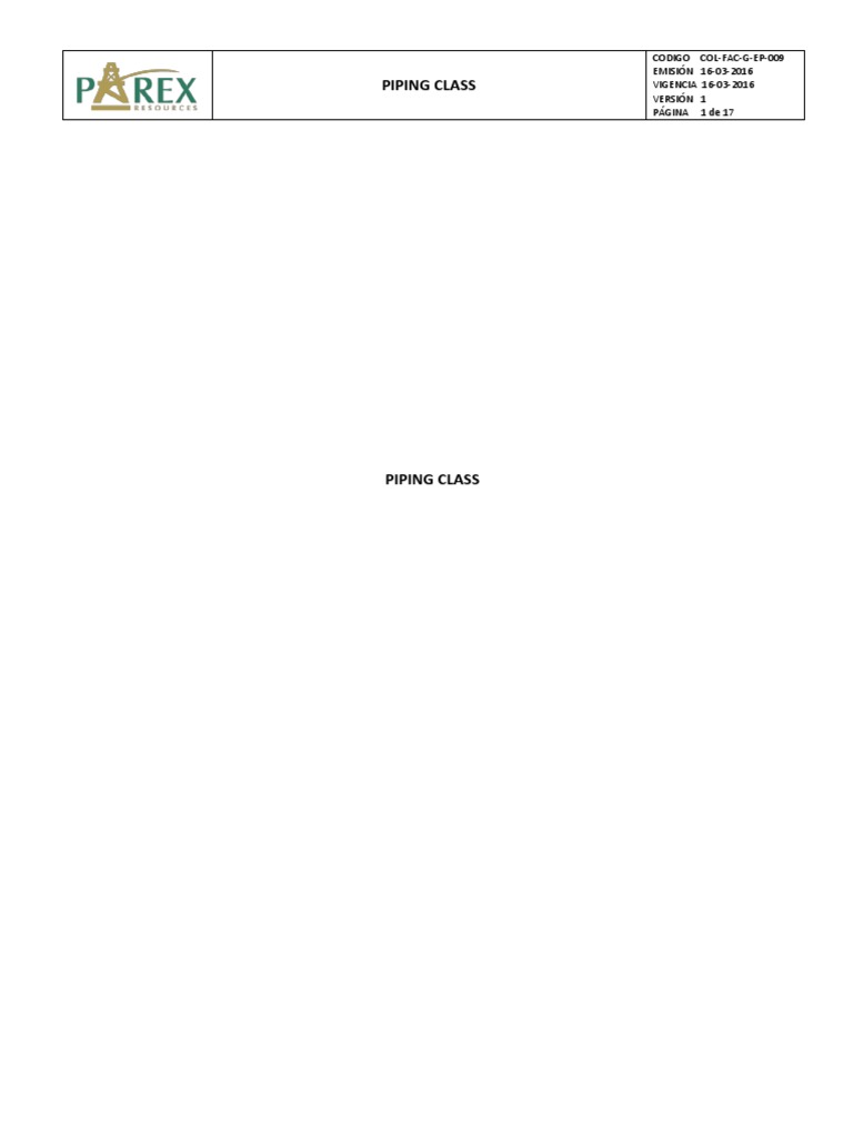 Especificaciones Piping Class | PDF | Materiales de construcción ...