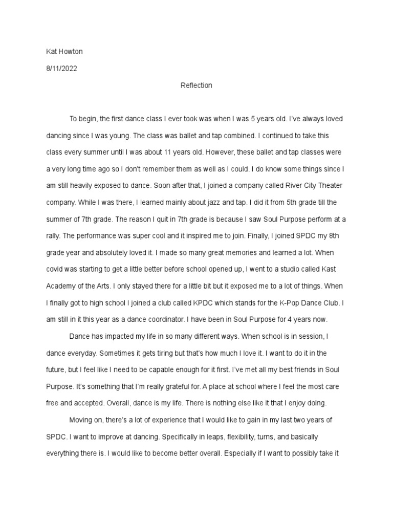 Katelyn Howton - Reflection 1 | PDF | Art