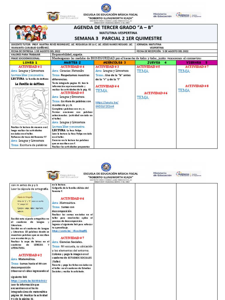 Agenda Semana 3 Parcial 2 | PDF | Comunicación escrita | Aprendizaje