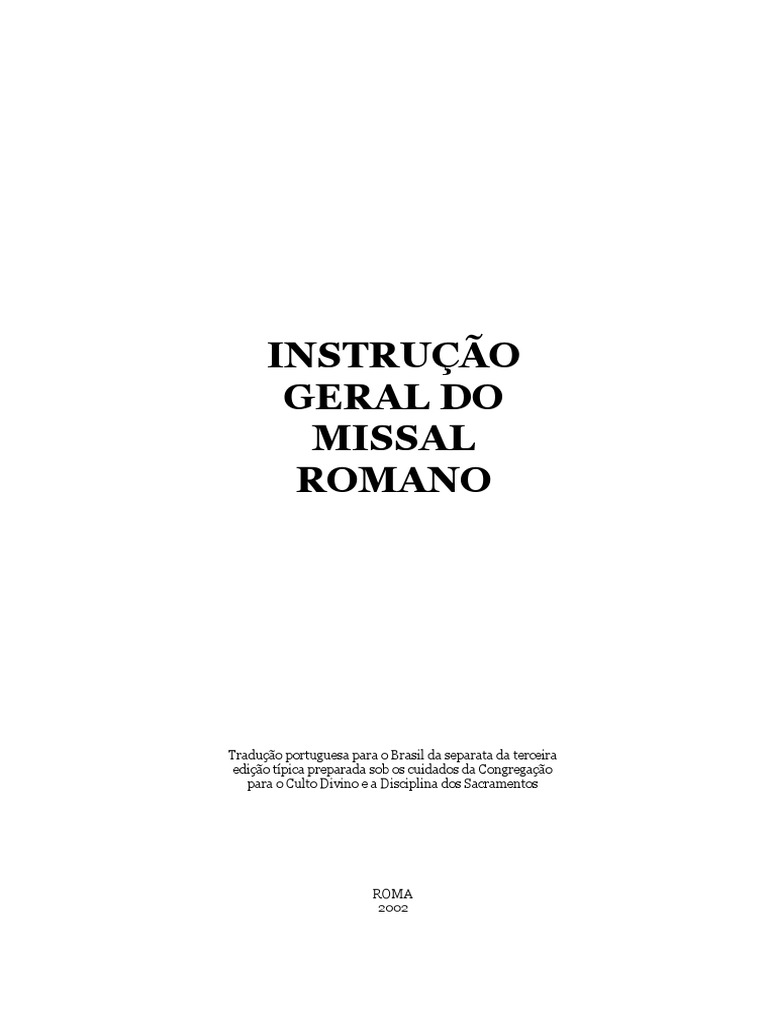 MISSAL ROMANO - Instrução Geral Do Missal Romano | PDF | Missa ...