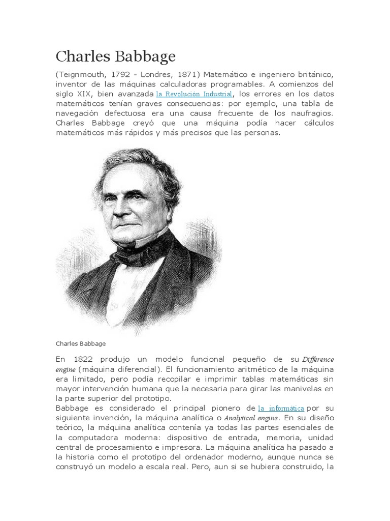Charles Babbage | PDF | Edad de información | Ingeniería Informática