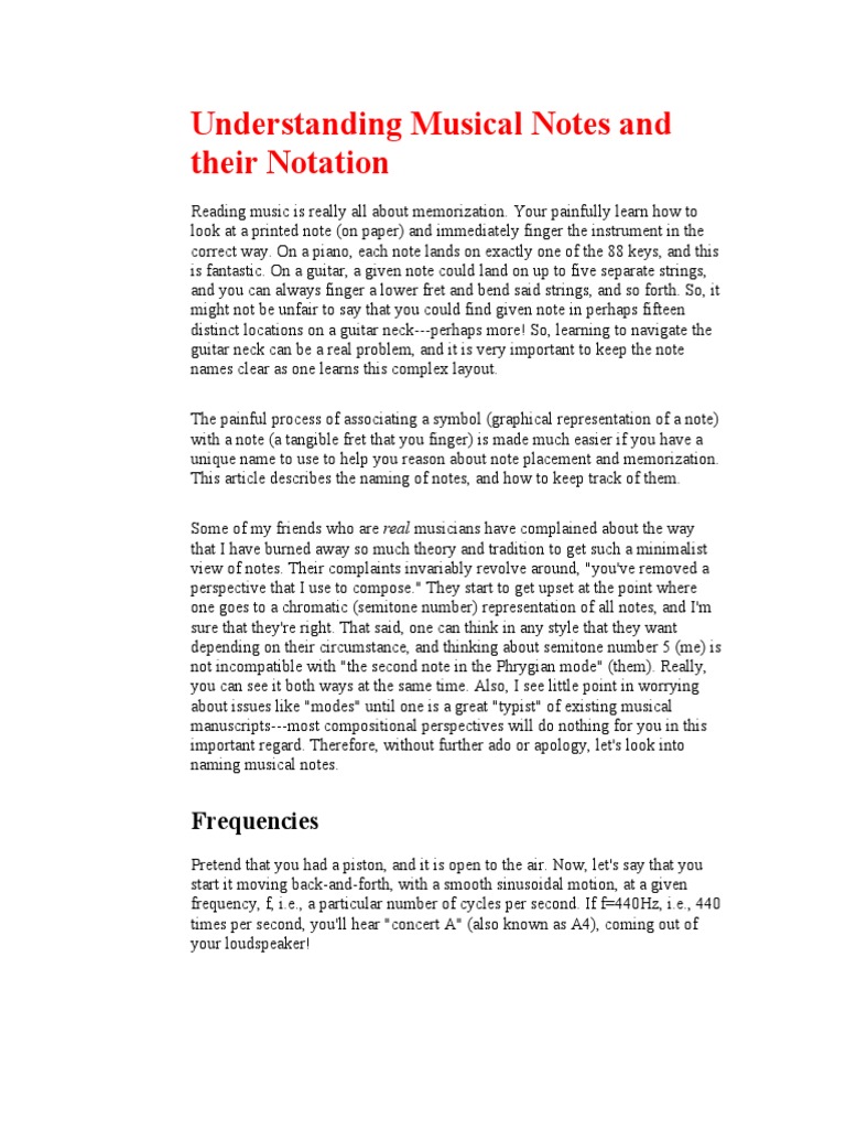 Understanding Musical Notes and Their Notation | PDF | Interval (Music ...