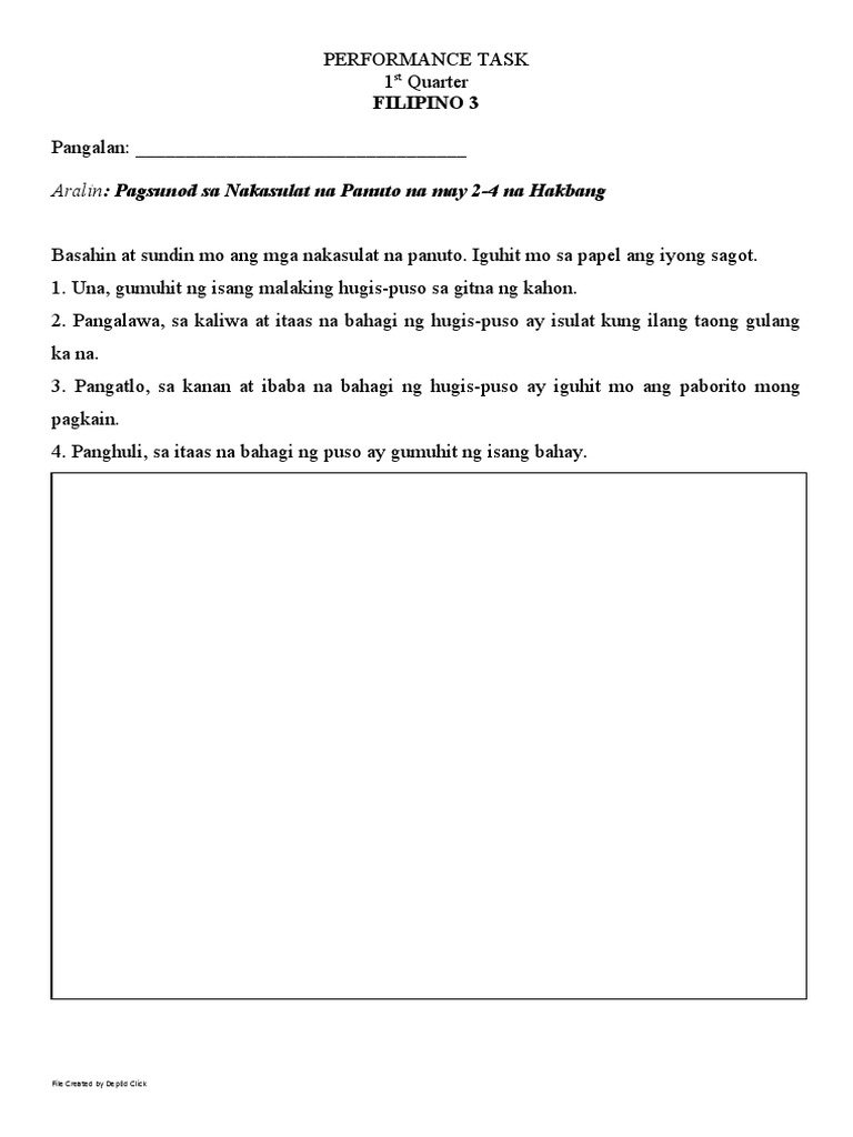 Performance Task in Filipino 3 | PDF