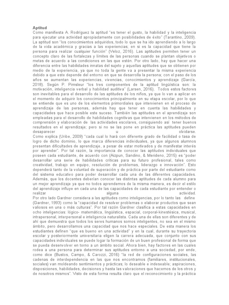 Definición y Tipos de Aptitudes | PDF | Motivacional | Motivación