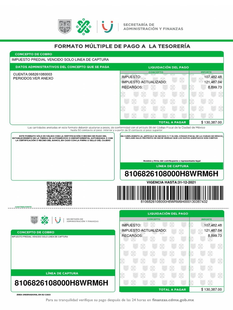 Formato - Múltiple - de - Pago - de - La - Tesorería - VER ANEXO | PDF