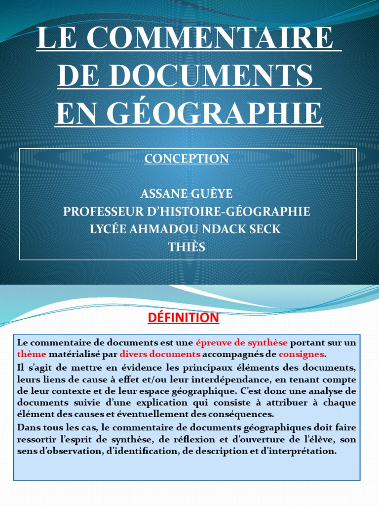 Le Commentaire de Documents Power Point | PDF | Histogramme | Zone