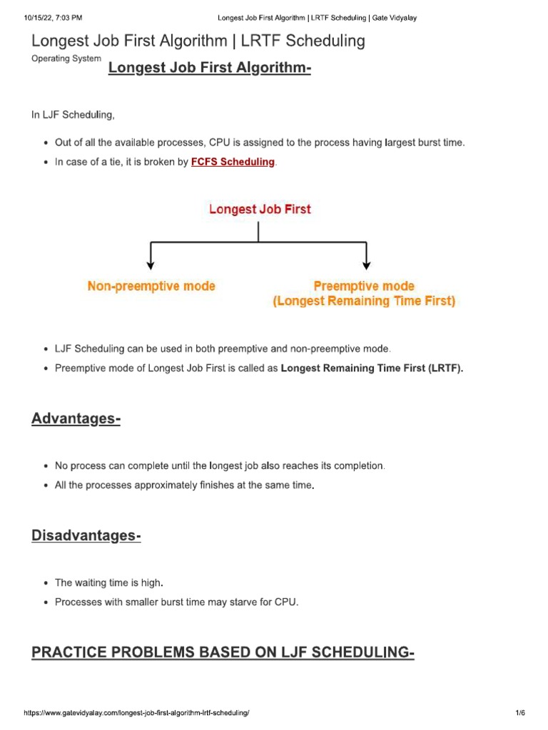 Longest Job First Algorithm Pdf 7053