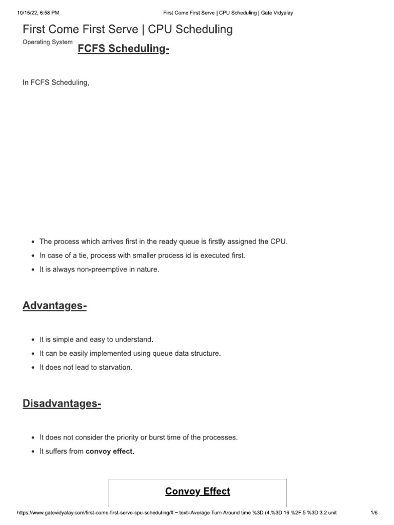 First Come First Serve Scheduling | PDF First Come First Serve Scheduling | PDF