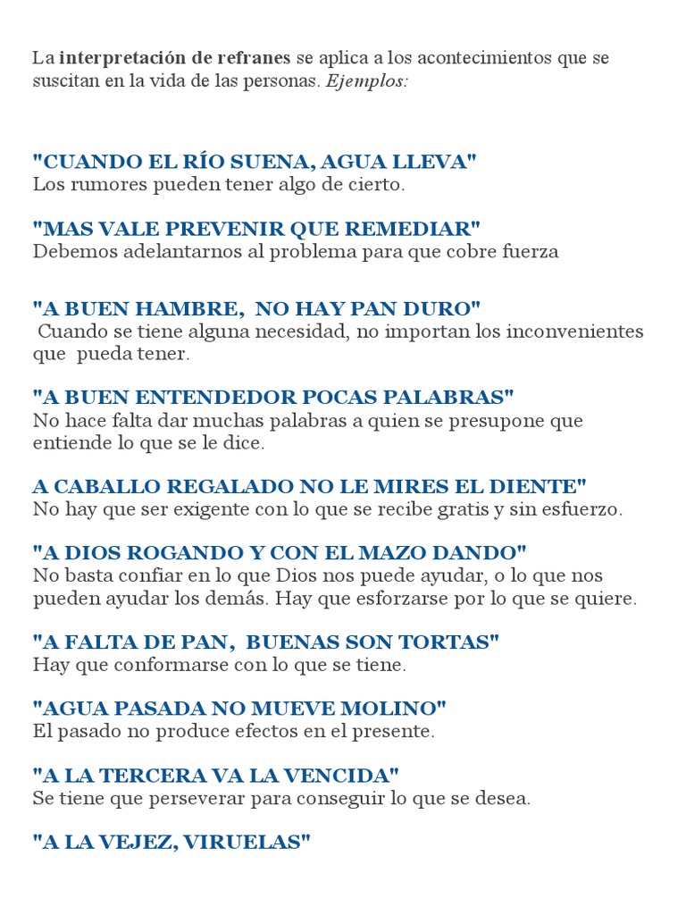 Refranes Interpretacion | PDF