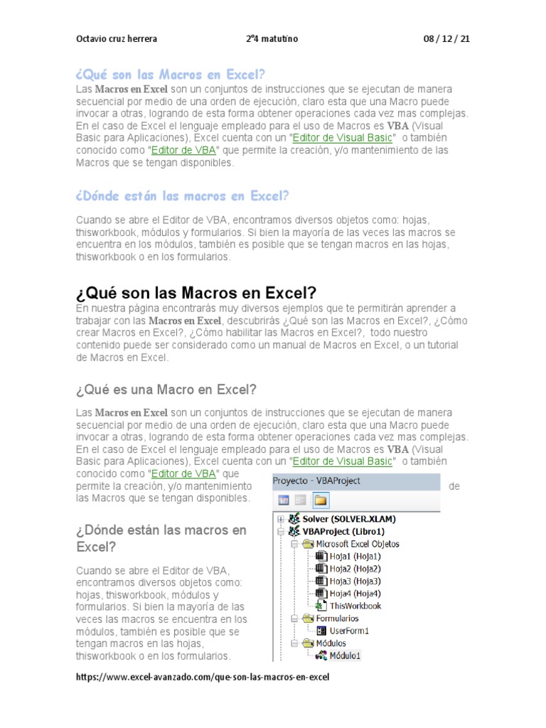 Qué Son Las Macros en Excel | PDF | Macro (informática) | Microsoft Excel