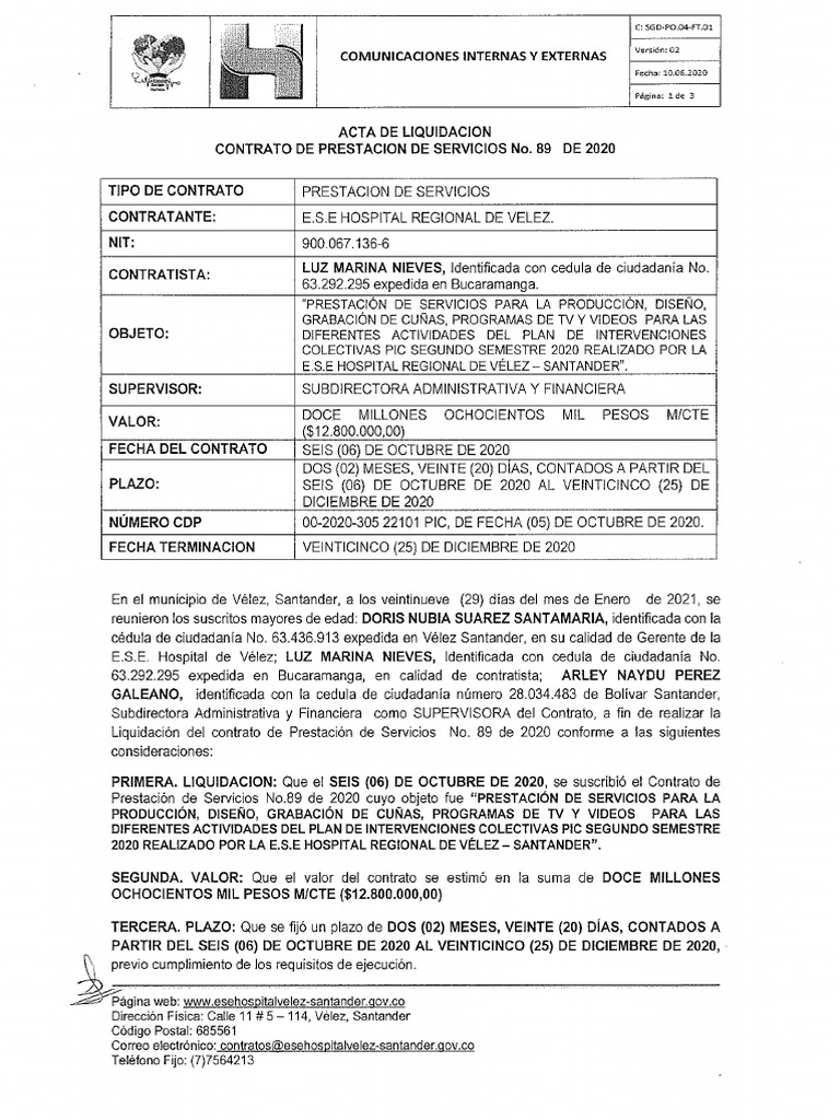 Contrato Hospital 3 | PDF