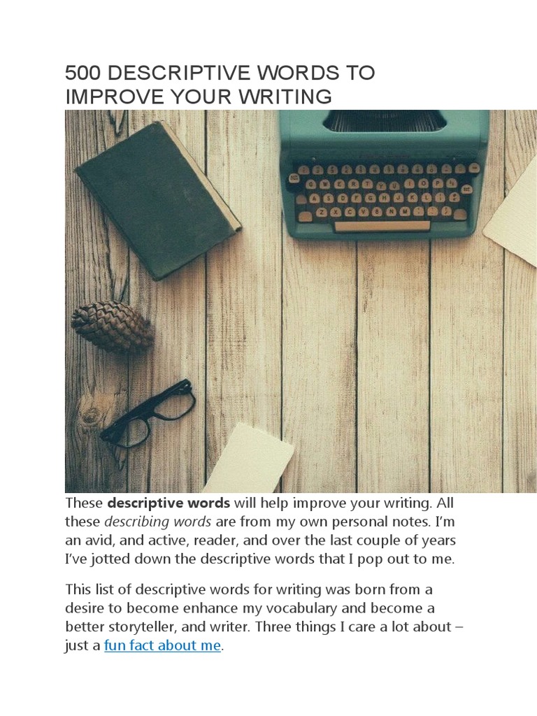 500 Descriptive Words to Enhance Your Writing | PDF | Adjective | Taste