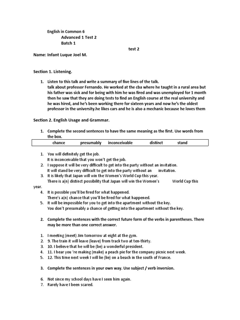 Test 2. | PDF | English Language