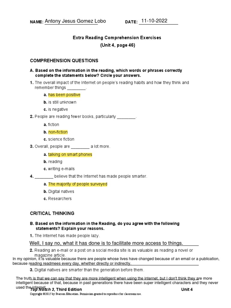 Unit 4 Reading Comprehension | PDF | Internet | Mass Media